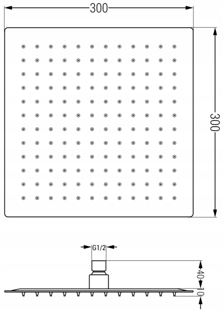 Mexen Cube DR02 podomítkový vanový a sprchový set s hlavovou sprchou 30x30 cm (7v1), černá, 77503DR0230-70