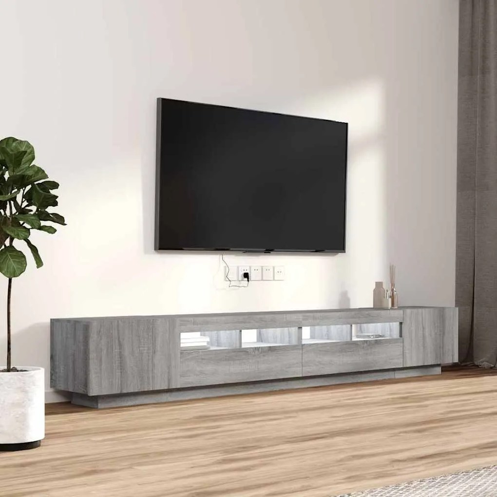 3dílný set TV skříněk s LED světly šedý sonoma kompozitní dřevo 3120174