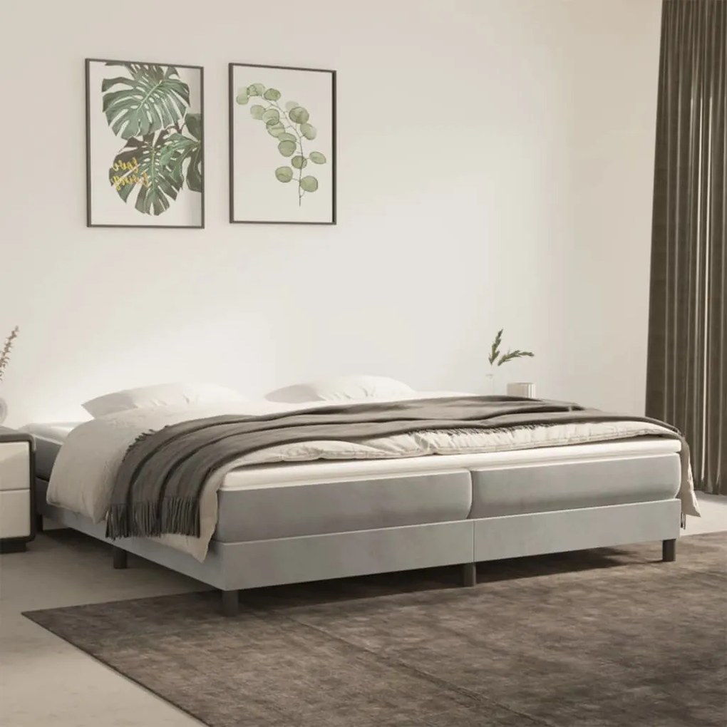 Rám postele s boxspringem světle šedý 200 x 200 cm samet 3120790