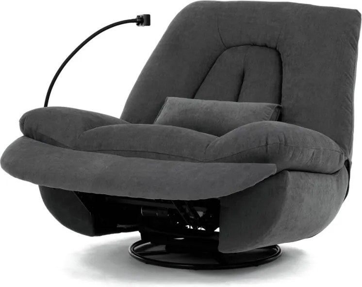 Polohovací křeslo TV-7081 GREY2, elektrické zabudované ovládání, látka, šedá (118 x 112) cm