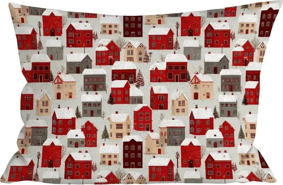 Bavlněný povlak na polštář MERRY VILLAGE 50x70 cm, barevný
