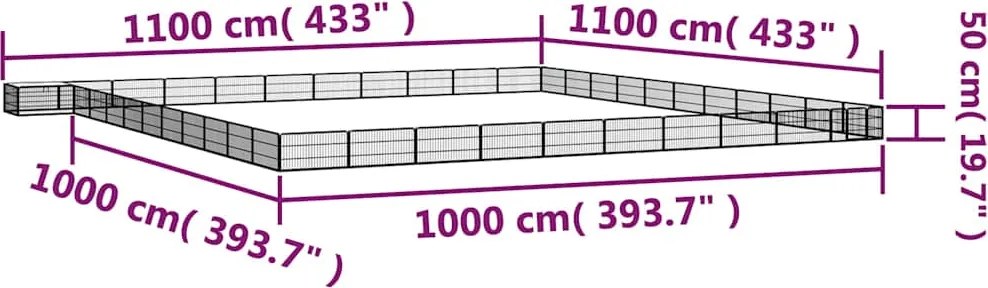 44panelová ohrádka pro psy černá 100 x 50 cm práškovaná ocel 3115985