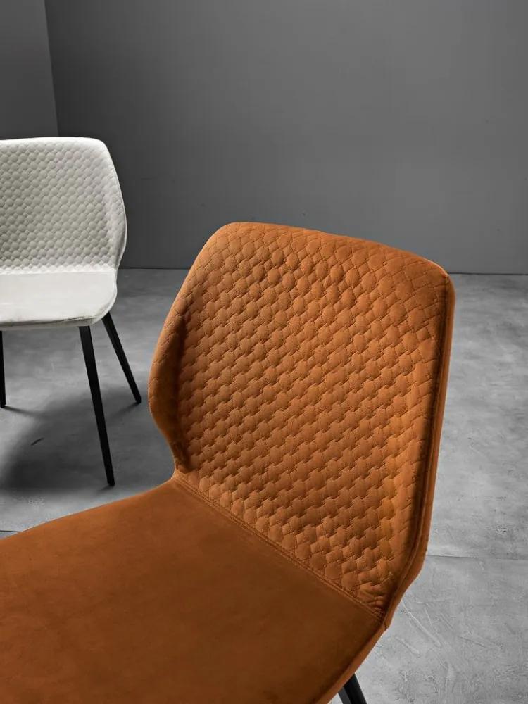 Max Home Luxusní židle Dandy vzorník tkaniny: Bronx oranžová, nohy: kovové kónické perlové béžové RAL 1035