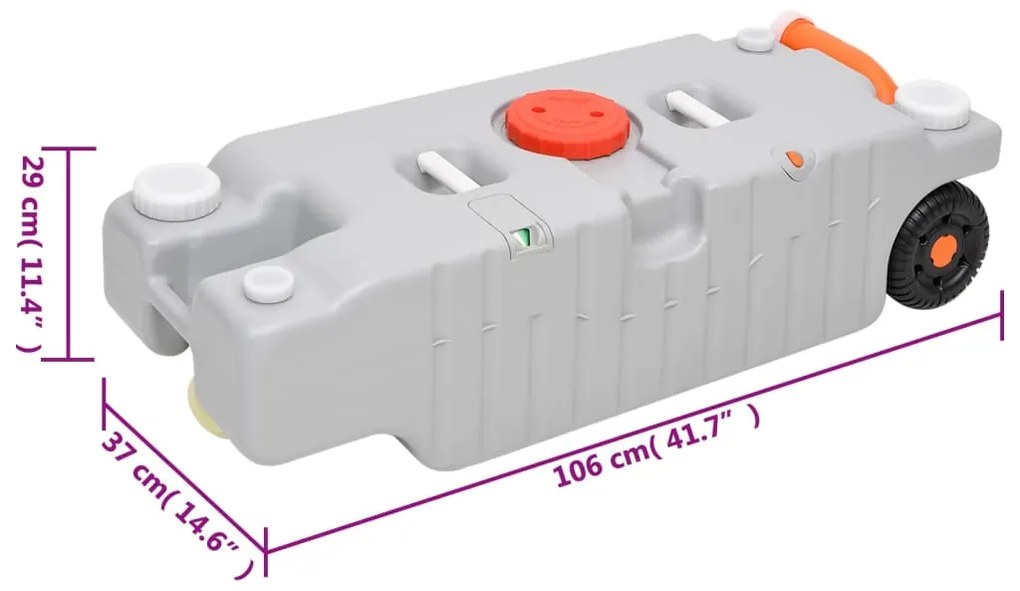 Nádrž na vodu na kolečkách pro kempování 75 l šedá