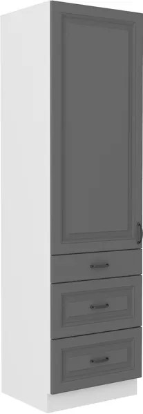 Kuchyňská skříňka Stilo 60 DKS-210 3S 1F korpus bílá, dvířka šedá DUST