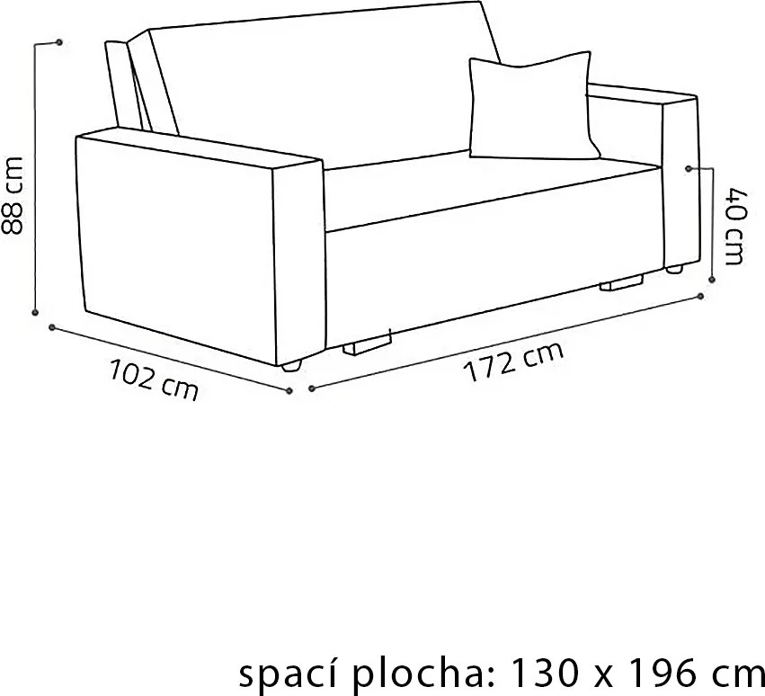 Pohovka VIVA III VOX | 172 cm | rozkládací + úložný prostor | crown 13 tmavě tyrkysová