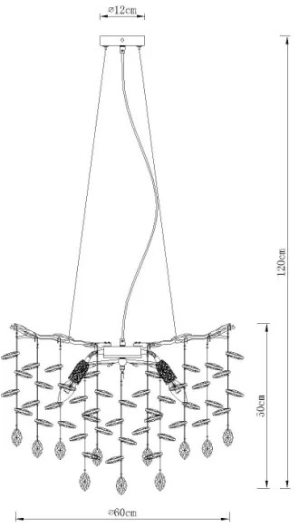 Globo 64138H1G - Lustr na lanku QUEENA 8xE14/40W/230V zlatá