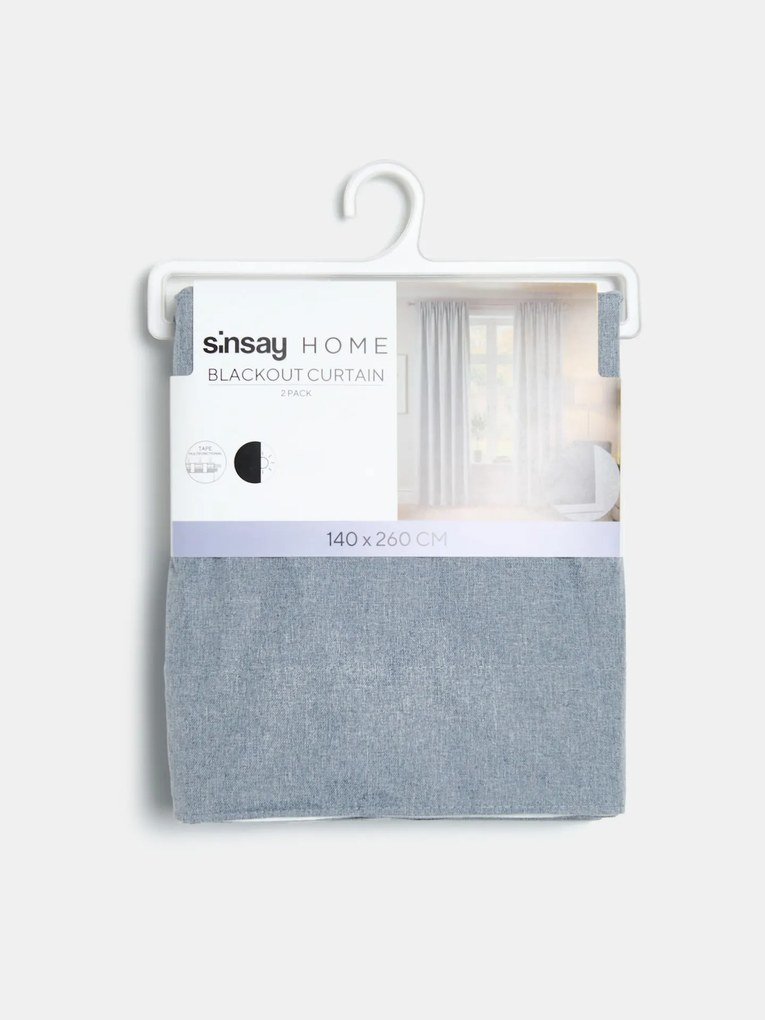 Sinsay - Sada zatemňovacích závěsů na řasící pásce 2 pack - šedá