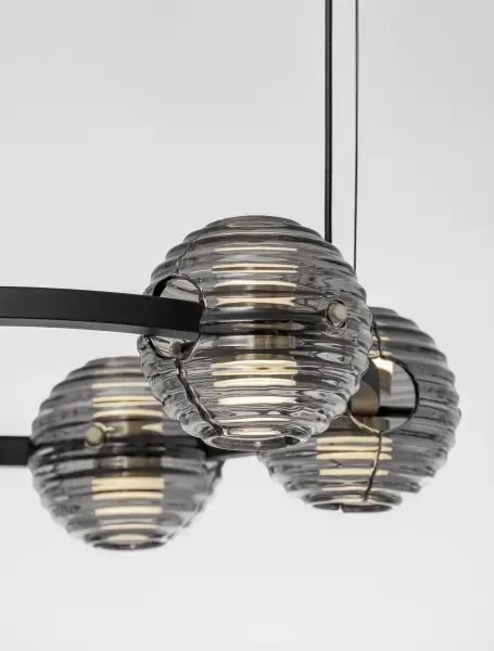 LED stmívatelný černo-zlatý moderní lustr Las