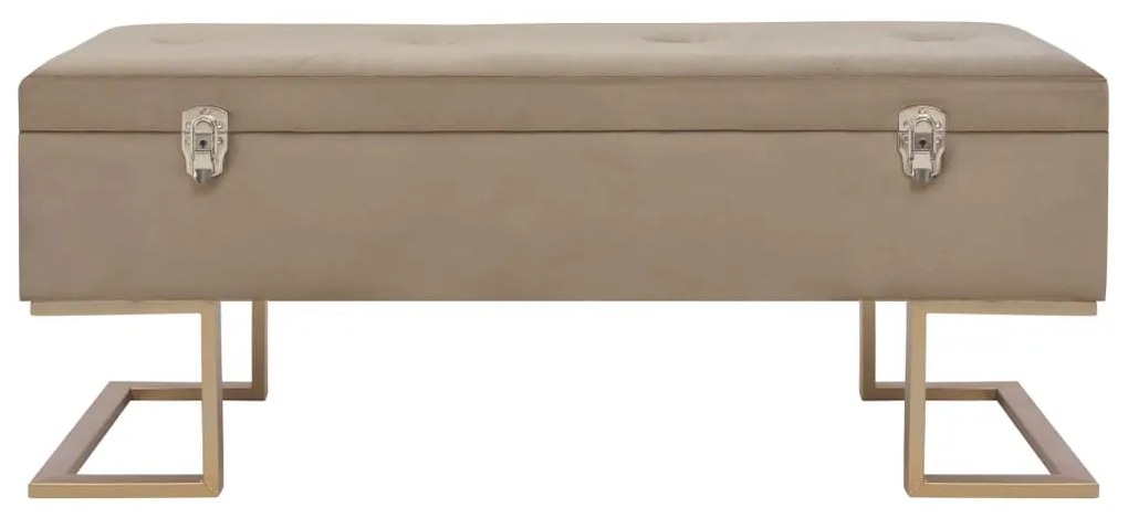 Lavice s úložným prostorem 105 cm béžová samet - Default Title