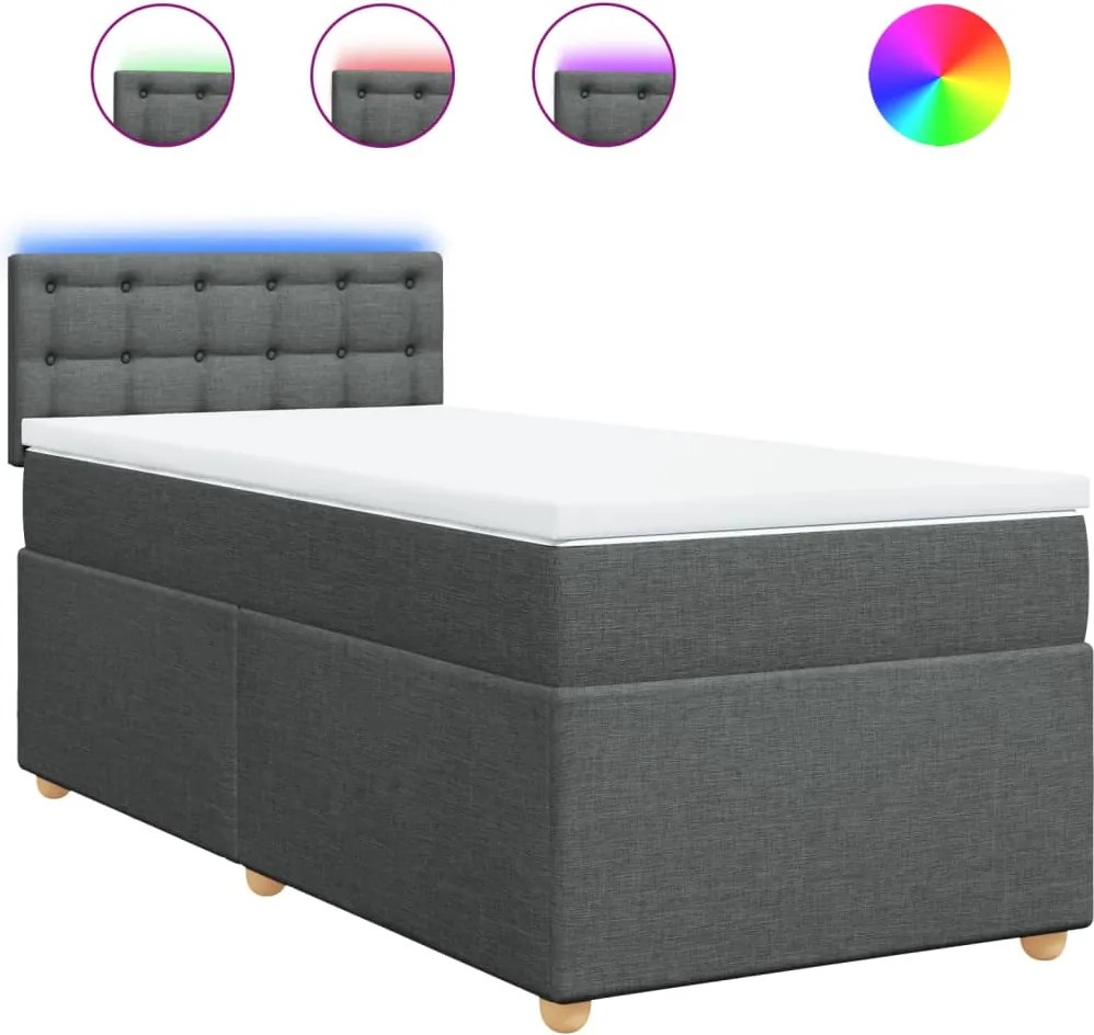Box spring postel s matrací tmavě šedá 100 x 200 cm textil 3288906