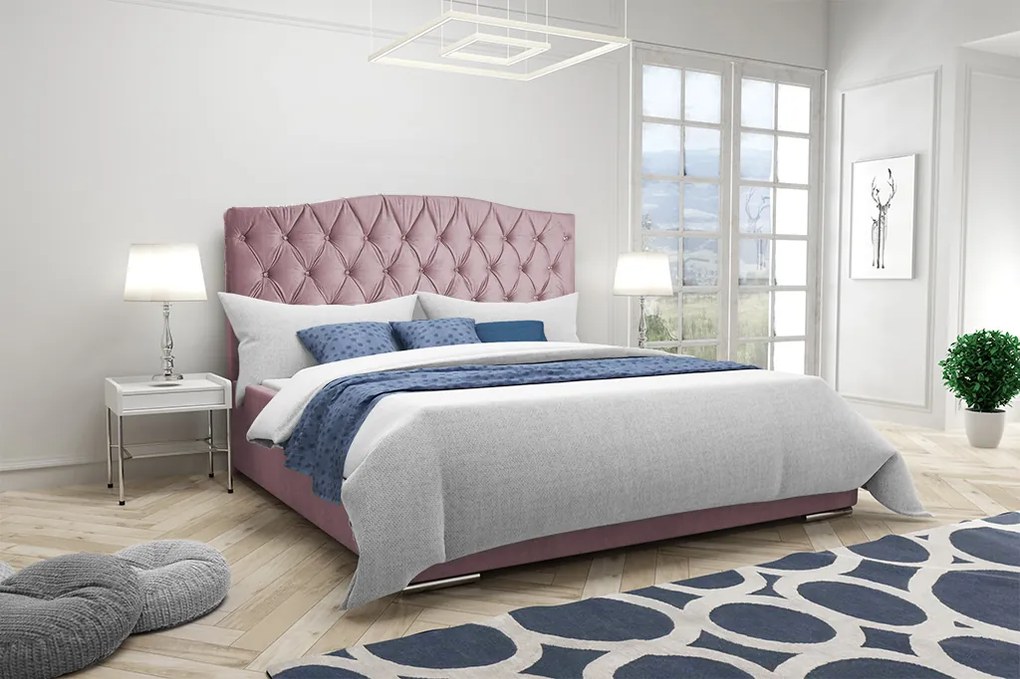 Eka Čalouněná postel Valentyn 140x200 cm Barva látky Trinity: Modrá (Trinity 2313), Úložný prostor: Bez úložného prostoru
