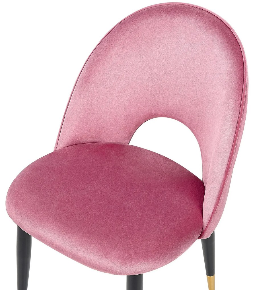 Sada 2 sametových jídelních židlí růžové MAGALIA Beliani