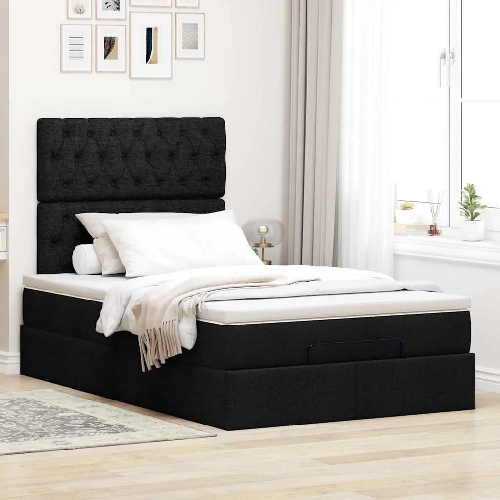 Osmanský rám postele s matrací černá 120x190 cm textil 3314074
