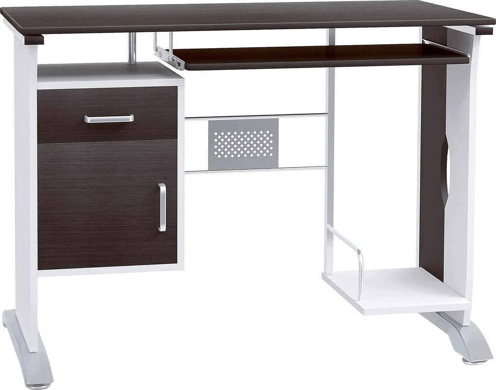 HOMCOM Moderní počítačový stůl 100Š x 52H x 75V cm Černý ořech a bílá | Aosom
