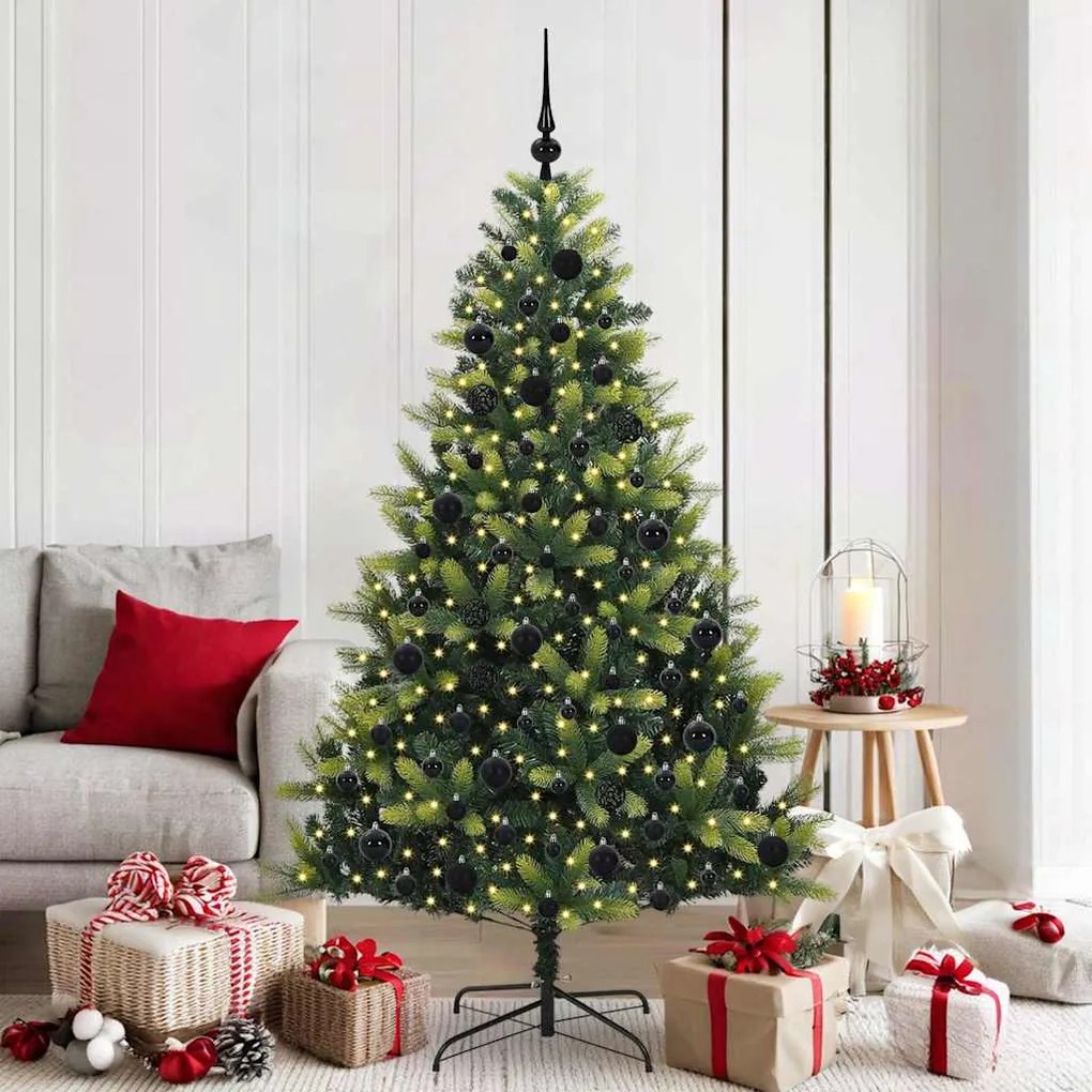 Umělý skládací vánoční stromeček 300 LED Zelená 180 cm PVC a PE 3395992
