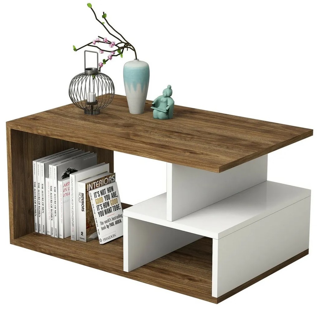 Konferenční stolek Arte White and Dark Walnut