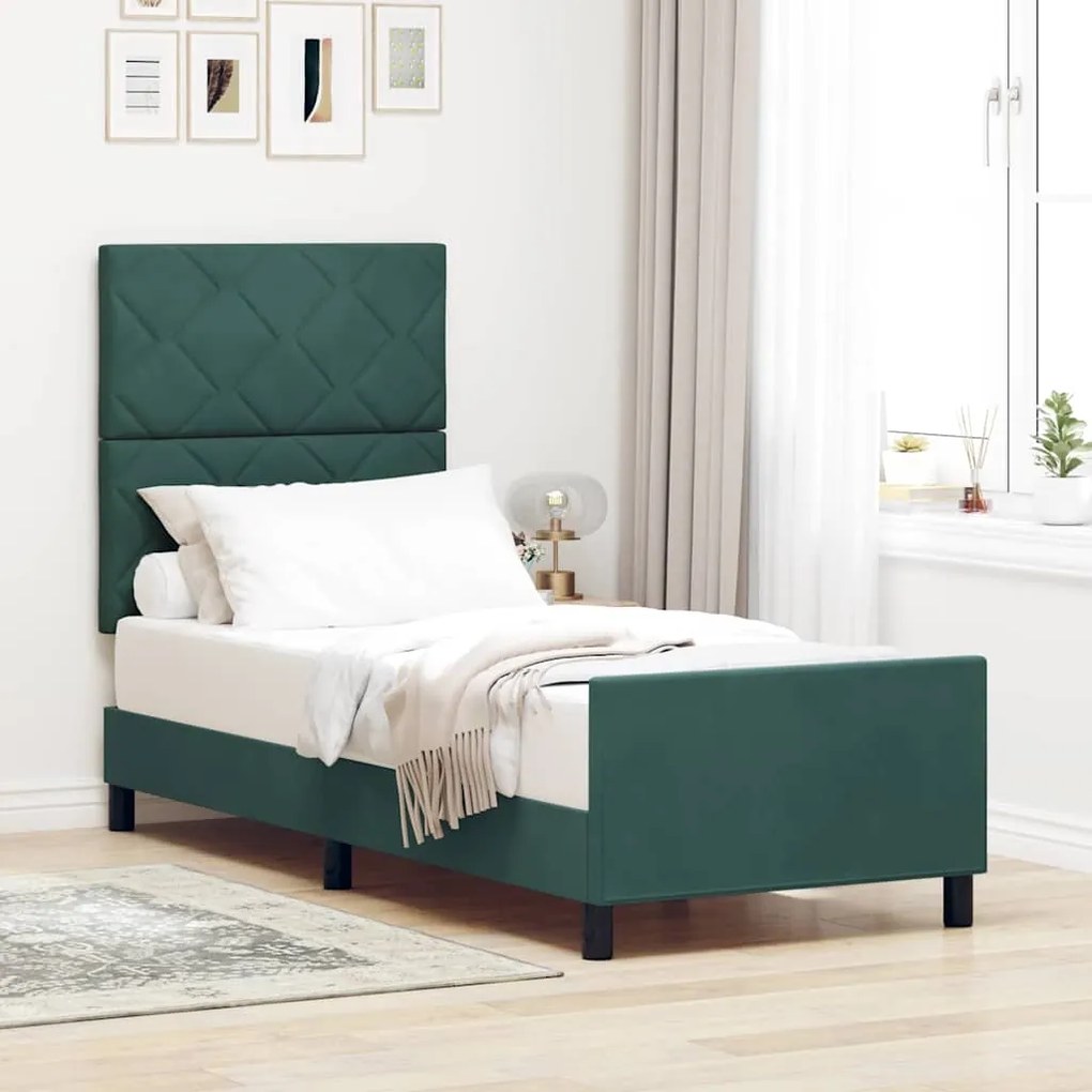 Postel s boxspringem s čelo Tmavě zelená 80 x 200 cm samet 3344972