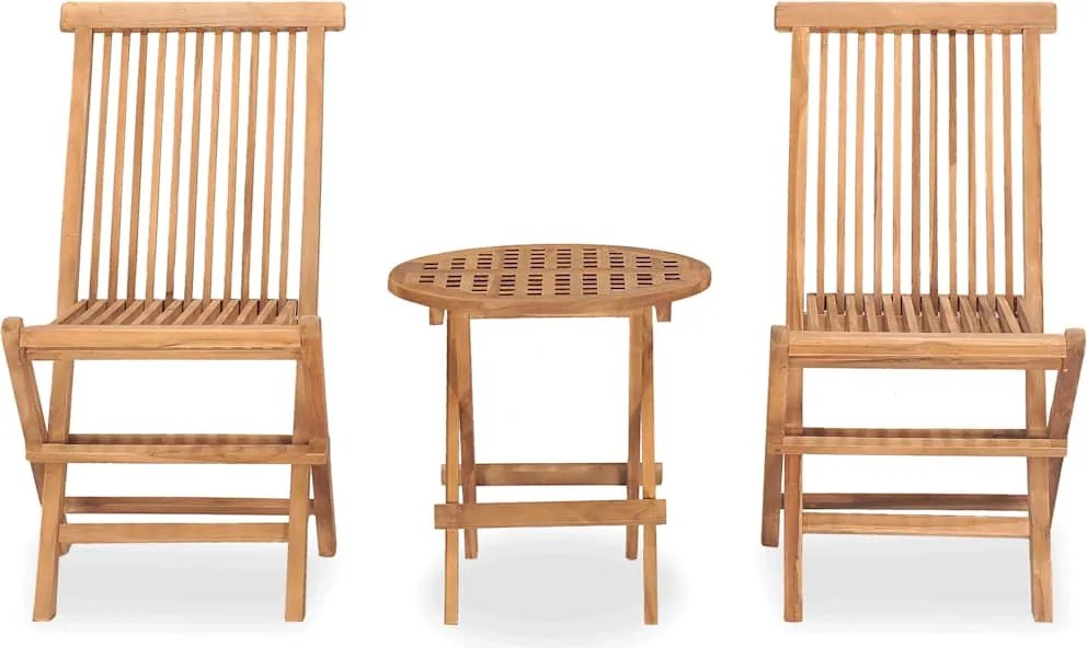3dílný skládací zahradní jídelní set masivní teakové dřevo 315453