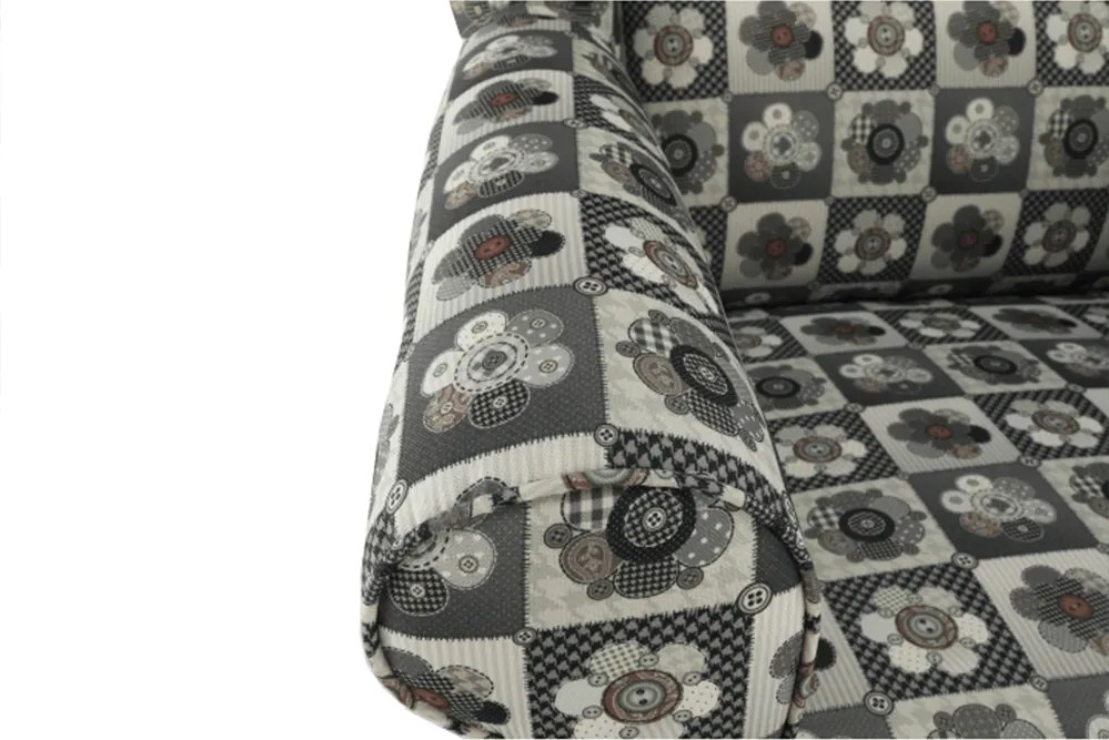Křeslo ušák s taburetem, látka patchwork N1, ASTRID