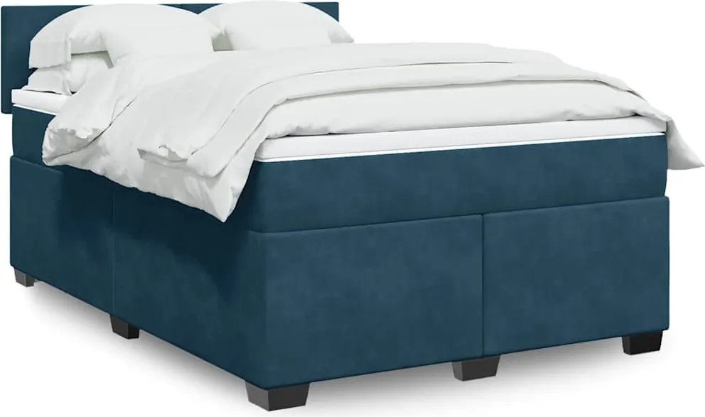 Box spring postel s matrací modrá 160 x 200 cm samet 3288652