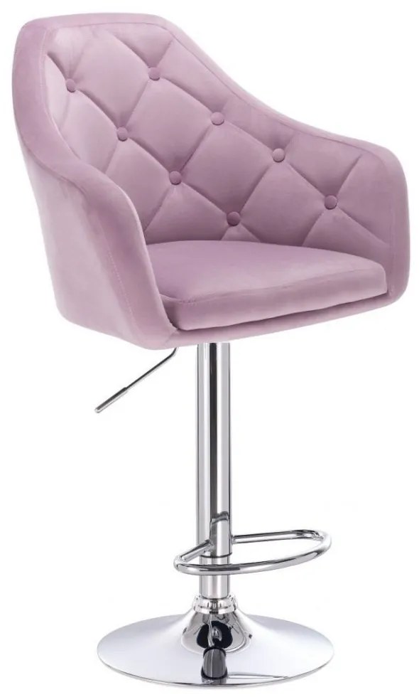 LuxuryForm DESIGN Barová židle ANDORA VELUR na stříbrné kulaté podstavě - levandule