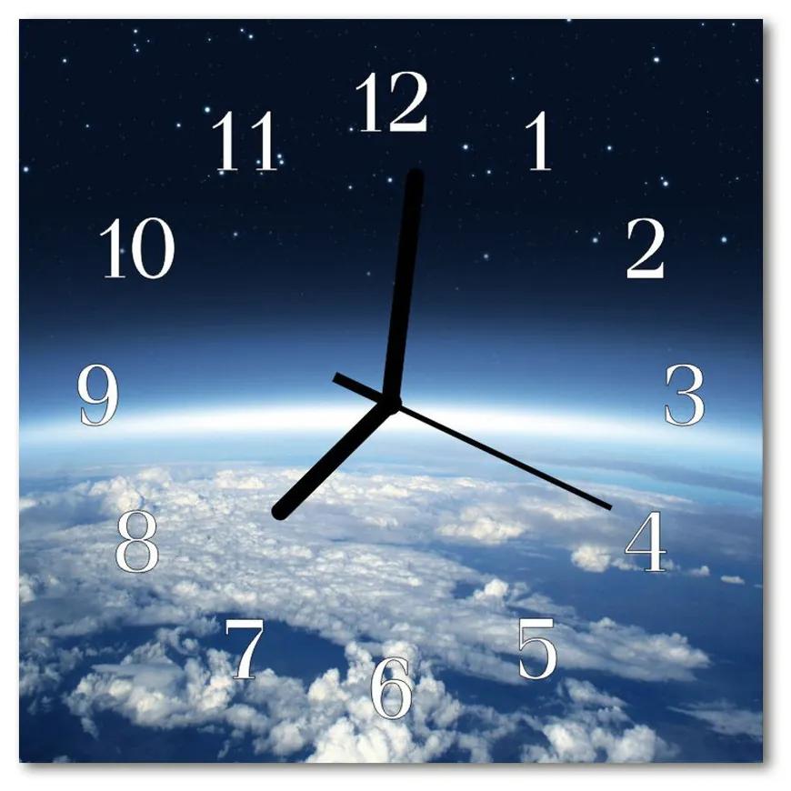 Skleněné hodiny čtvercové Vesmír Země 30x30 cm