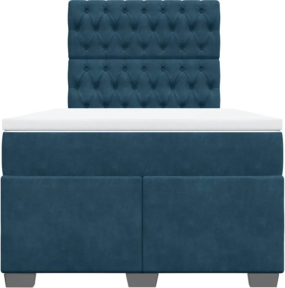 Box spring postel s matrací modrá 120 x 200 cm samet 3293192