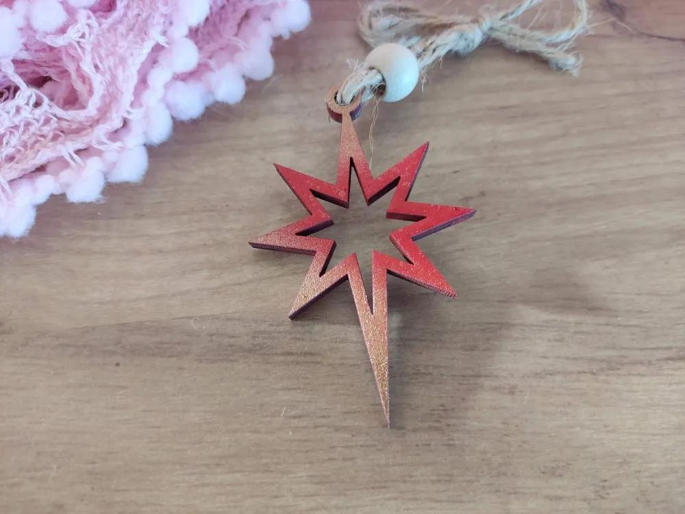 Vánoční dekorace hvězda Darja Růžová tmavá Stříbrná
