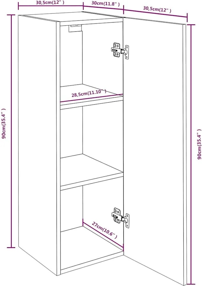 TV skříňky 4 ks šedé sonoma 30,5 x 30 x 90 cm kompozitní dřevo 3120330