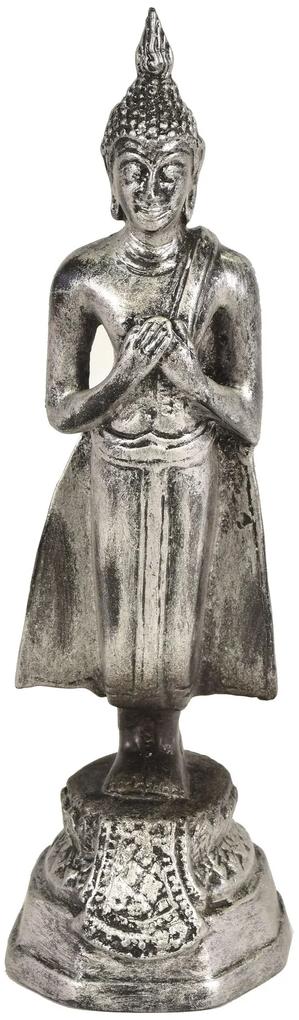 Sanu Babu Narozeninový Buddha, pátek, pryskyřice, stříbrná patina, 25cm