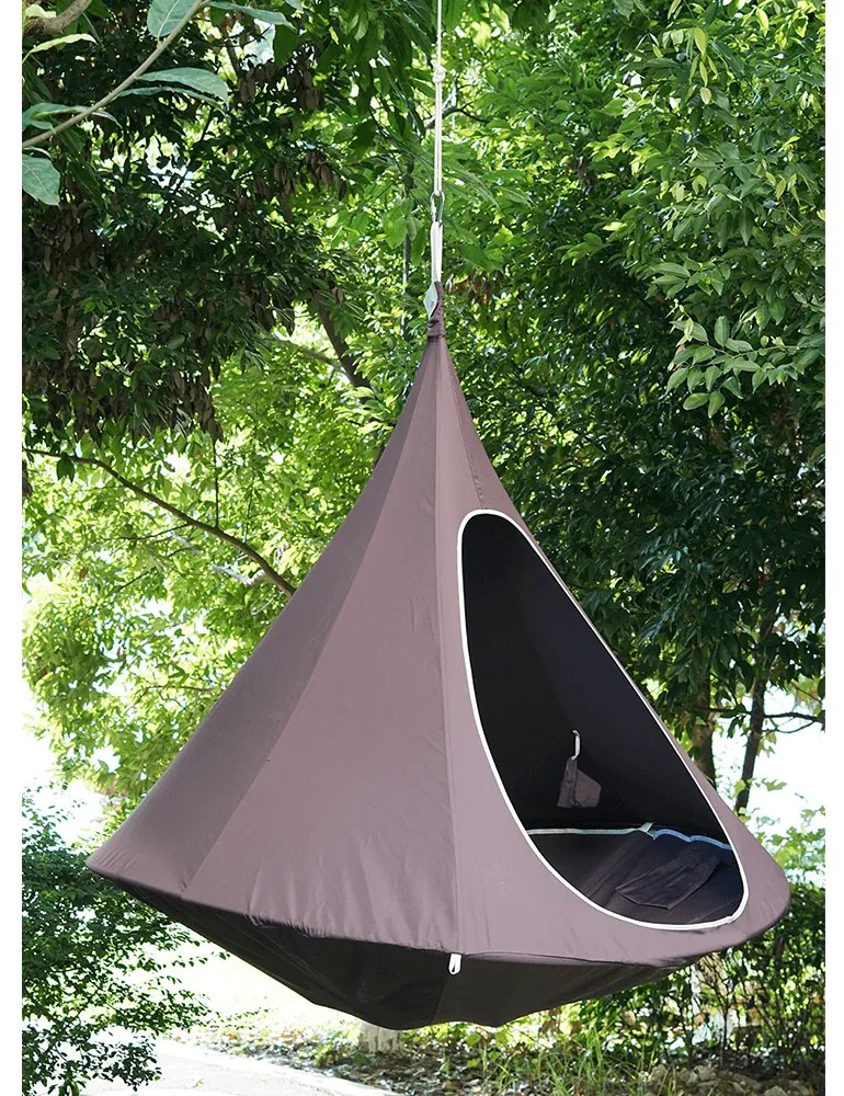 Závěsné houpací křeslo, šedohnědá TAUPE, KLORIN NEW TYP 2 BIG SIZE CACOON HAMMOCK