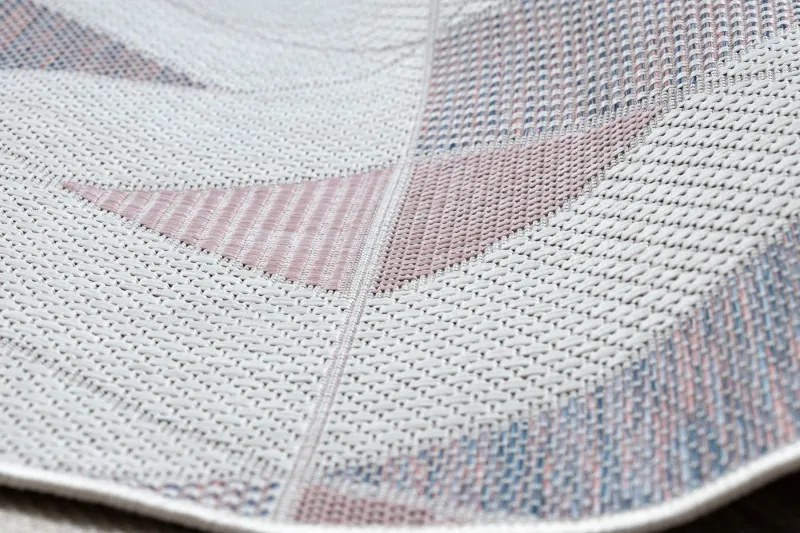 Dywany Łuszczów, Kusový koberec Sion Sisal Triangles B3006A ecru/pink – na ven i na doma, 160x220, růžová, chodba / předsíň