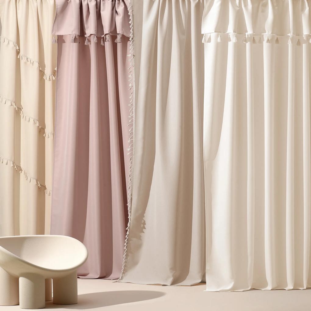 Room99 Hotový závěs na kroužcích s třásněmi Astoria Jednobarevný Barva: Bělošedá, Velikost: 140 x 250 cm