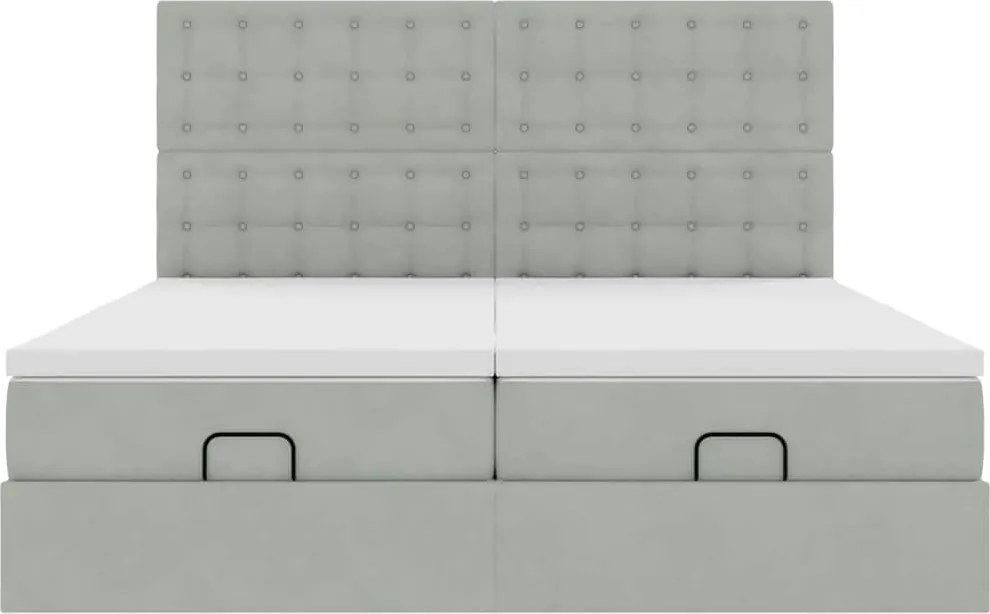 Osmanský rám postele s matracíes světle šedá 180x200cm samet 3313808