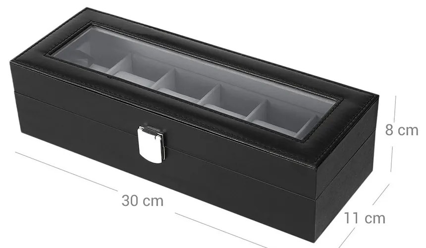 Krabička na hodinky se šesti přihrádkami