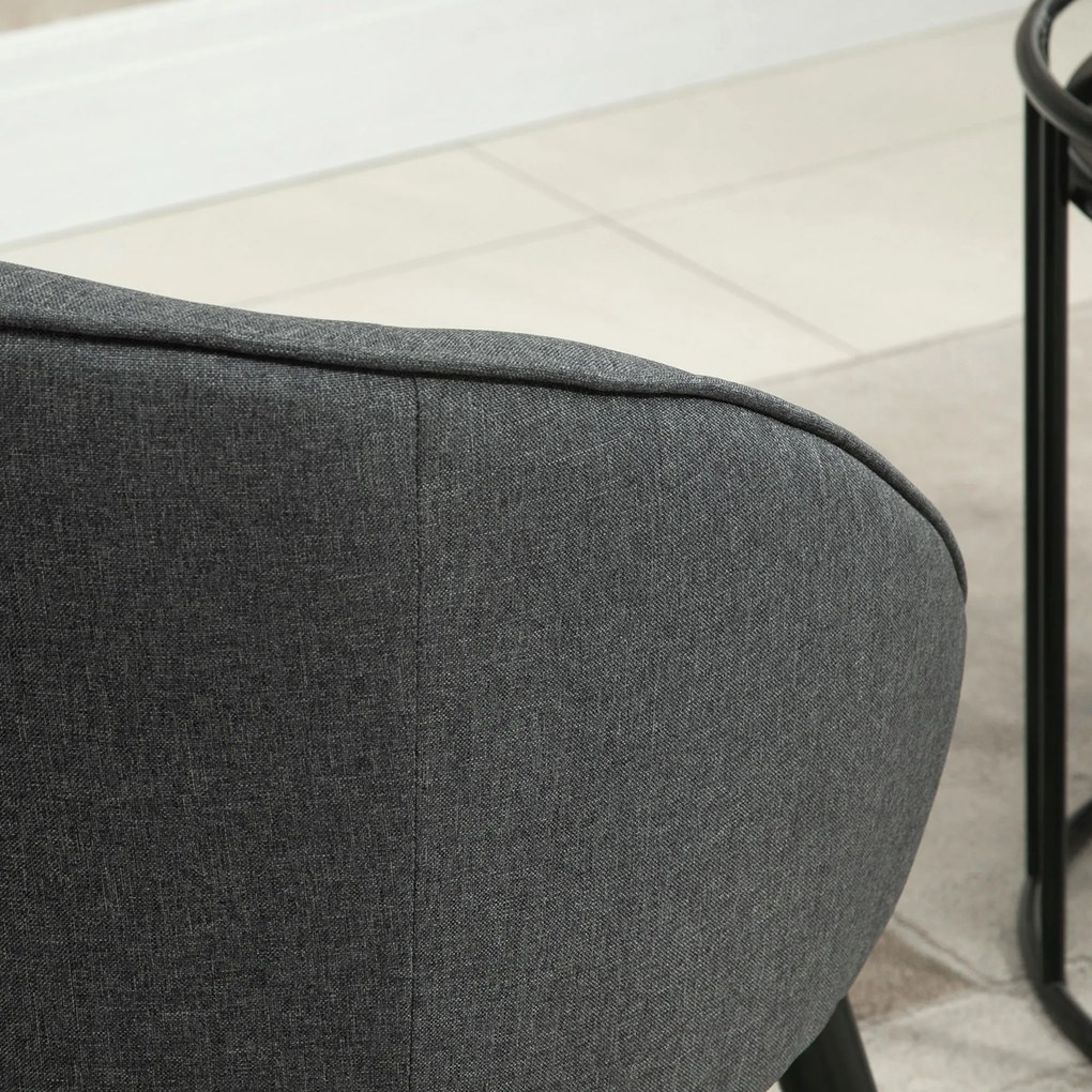 HOMCOM lounge křeslo koktejlové čalouněné křeslo kancelářské křeslo křeslo do obývacího pokoje křeslo do jídelny moderní s lněným vzhledem dřevo šedé…