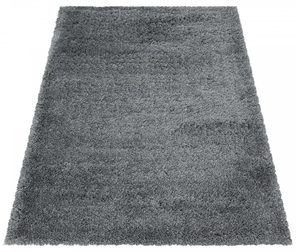 Ayyildiz, Kusový koberec Fluffy Shaggy 3500 light grey, 80x250, šedá, ložnice