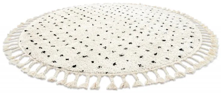 Dywany Łuszczów, Kusový koberec Berber Syla B752 dots cream kruh, 160x160 (průměr) kruh, bílá, chodba / předsíň