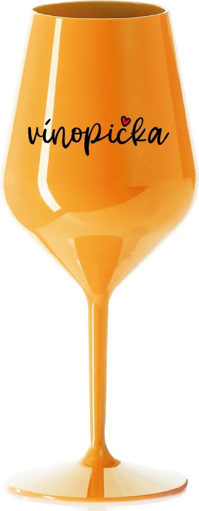 VÍNOPIČKA - oranžová nerozbitná sklenice na víno 470 ml