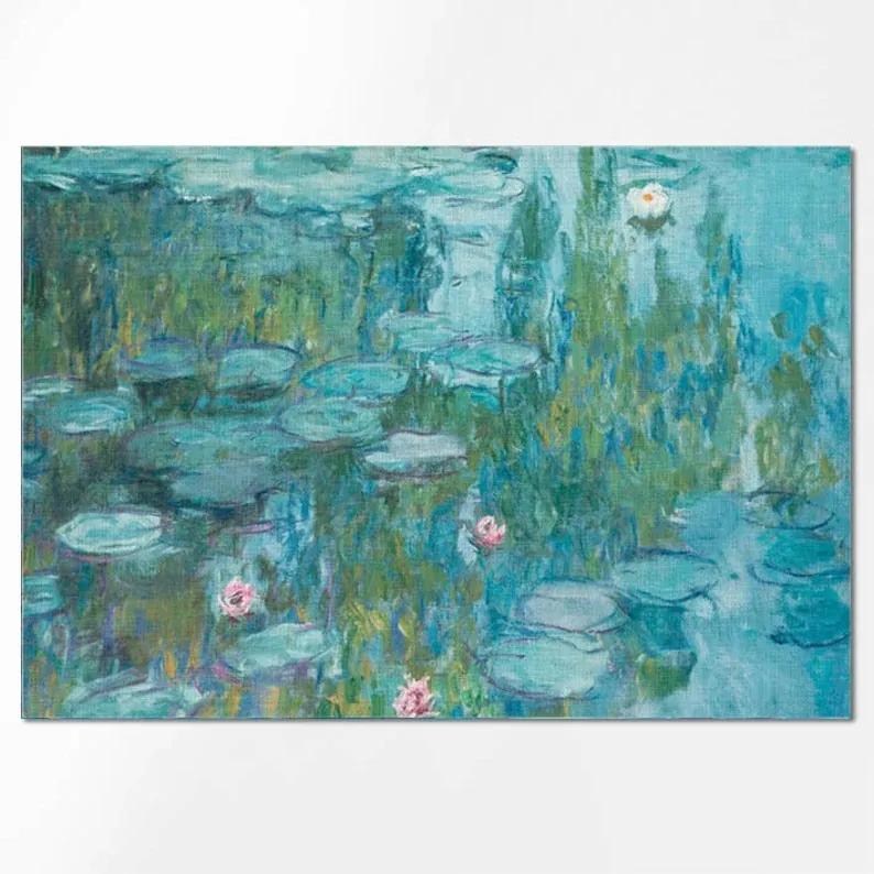 Lenbutik Lněné prostírání 48x32 cm Claude Monet Lekníny / Lilies