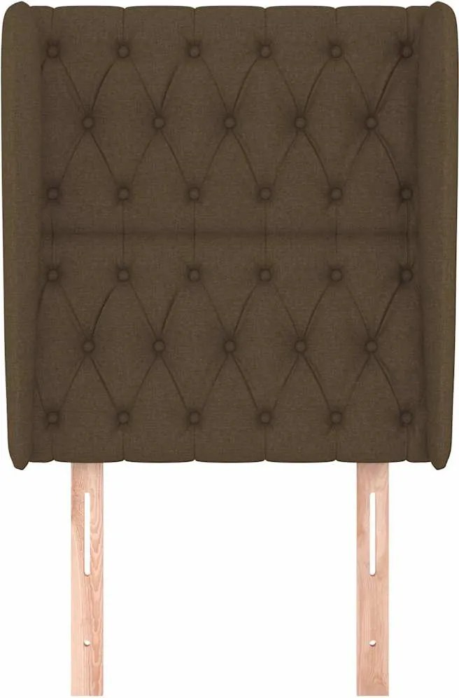 Čelo postele typu ušák tmavě hnědé 83 x 23 x 118/128 cm textil 3118269