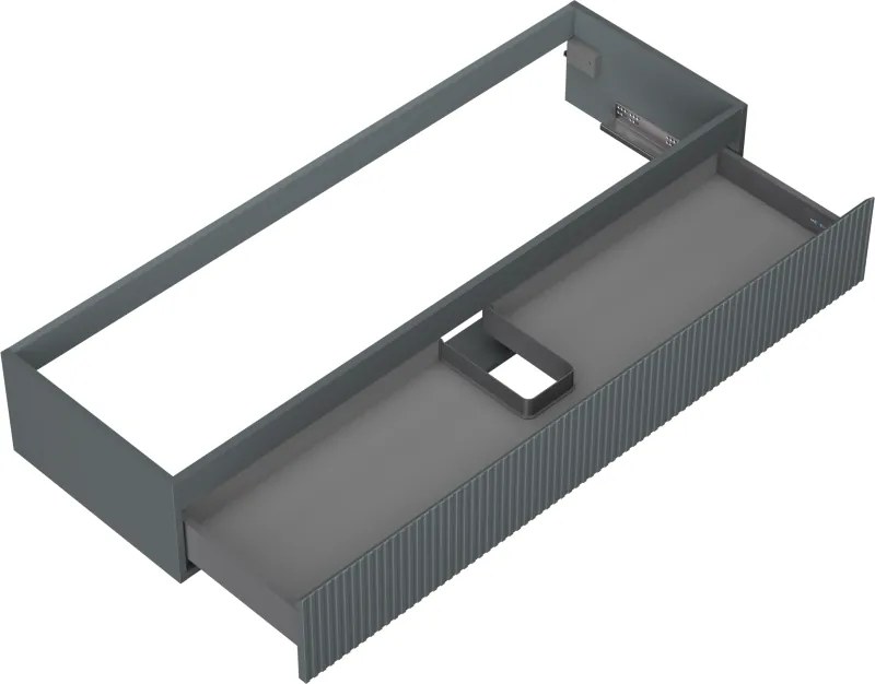 Mexen Rivel, koupelnová skříňka pod umyvadlo 140 cm, 1 zásuvka, drážkovaná, grafitová matná, 91A20-14023-1-BF66