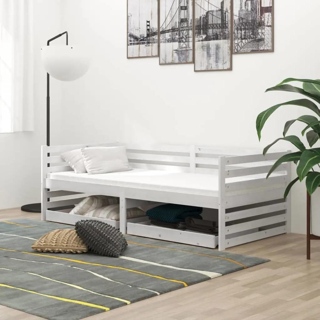vidaXL Denní postel se zásuvkami 90x200 cm masivní borové dřevo [3083690] Barva: Hnědá
