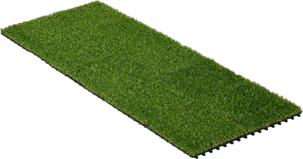 Umělá tráva Outsunny 10 kusů, koberec na trávník 30 x 30 cm, syntetická tráva pro zahradu a balkon, plastová 25 mm | Aosom