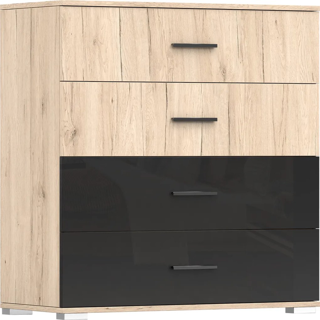 IDZ Komoda BARI 4S, 90 cm Dub San Remo/Černá