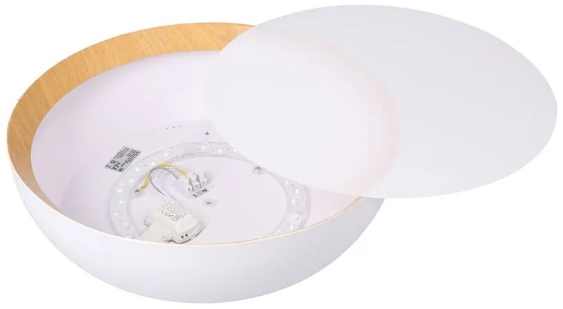 Bílé LED stropní svítidlo Calabria s dřevěným dekorem kulaté 24W  - Candellux