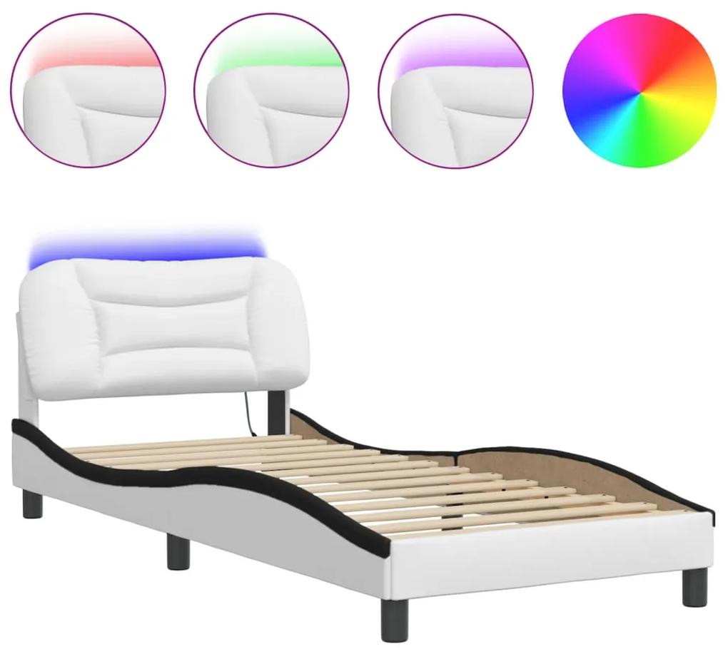 vidaXL Rám postele s LED osvětlením bílý a černý 80x200 cm umělá kůže