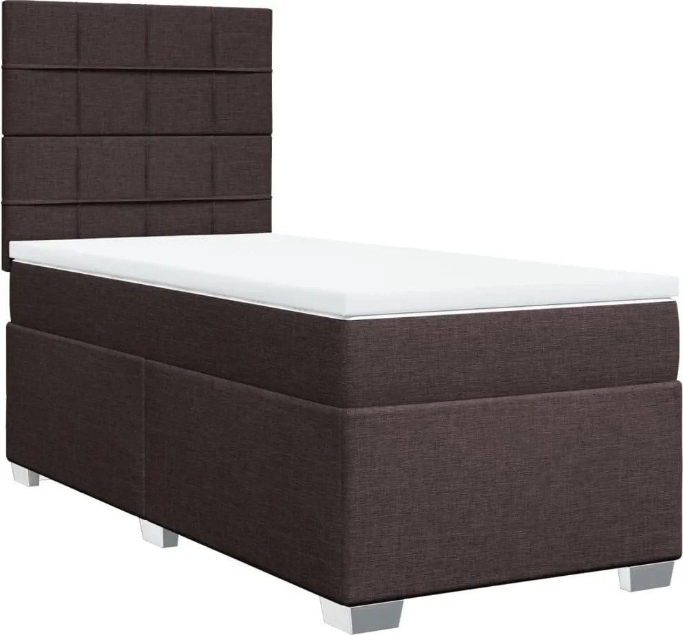 Box spring postel s matrací tmavě hnědá 90x200 cm textil 3292674