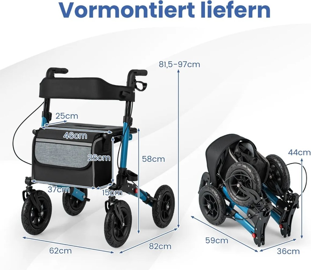 Costway Roller s pneumatikami, skládací a lehký s hliníkovým sedadlem do 140 kg